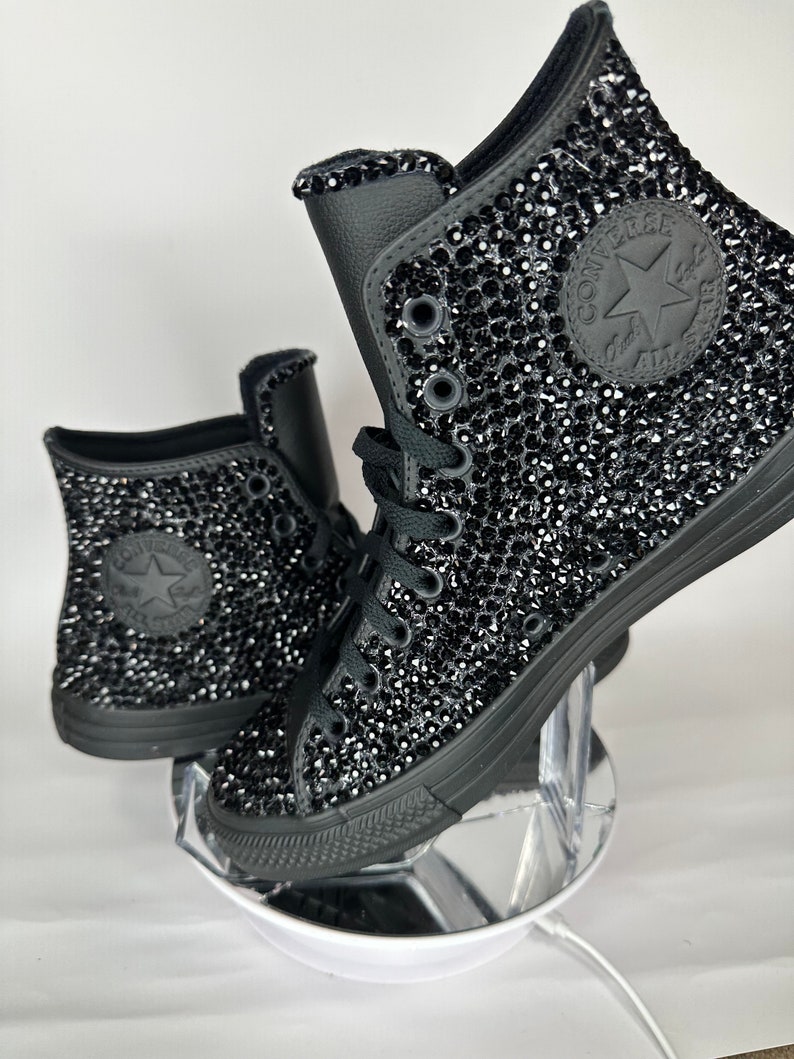 Bling Leather Converse High Tops, Rhinestone Bedazzled Sneakers - Etsy