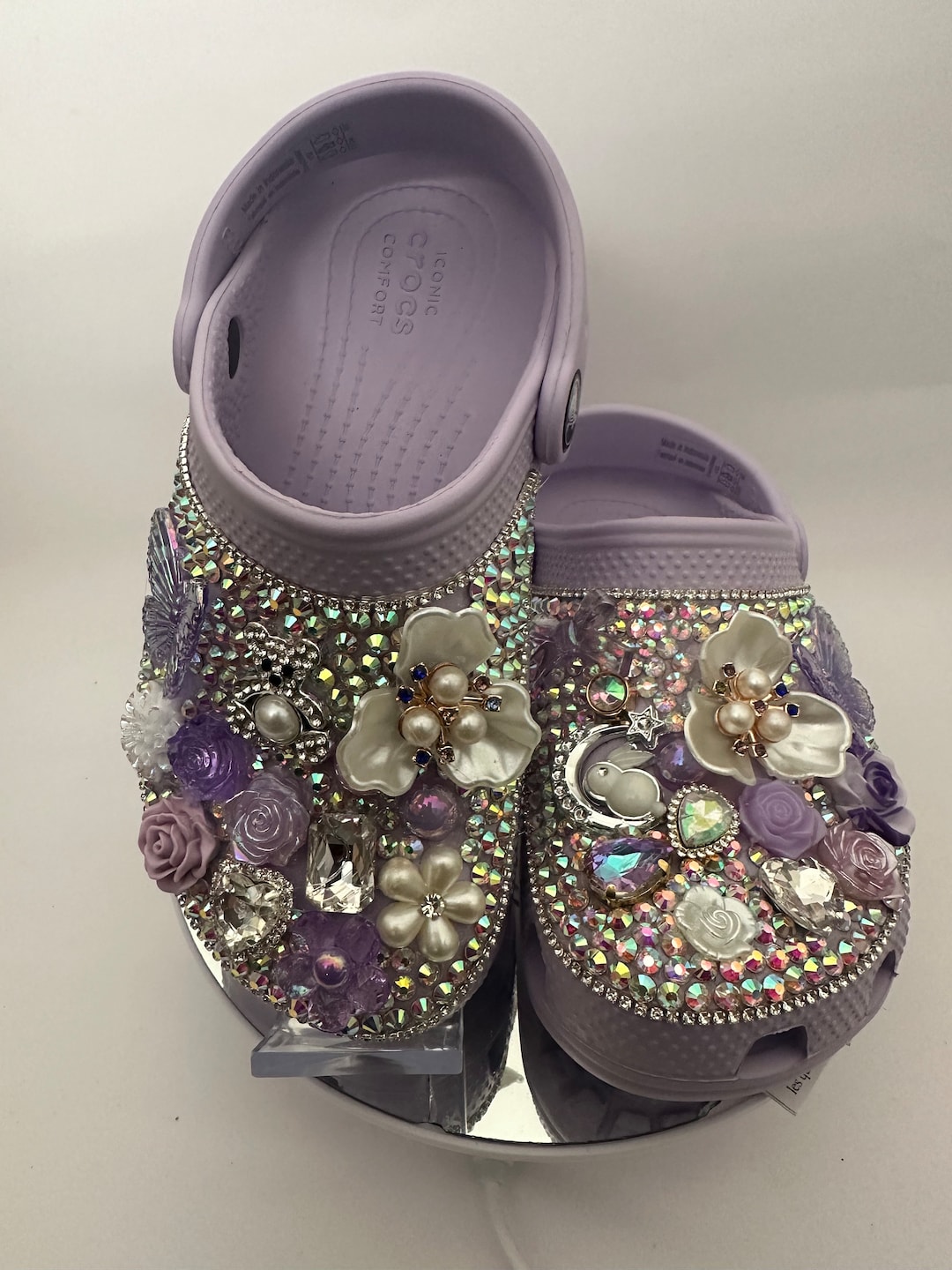 Customized Rhinestone Bling Crocs, Luxury Clogs, Purple, Birthday, Prom ...