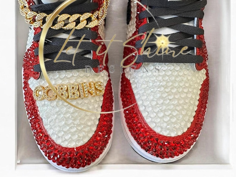 Blinged Rhinestone Air Jordan 1, Chicago Colorway, Bedazzled Sneakers ...