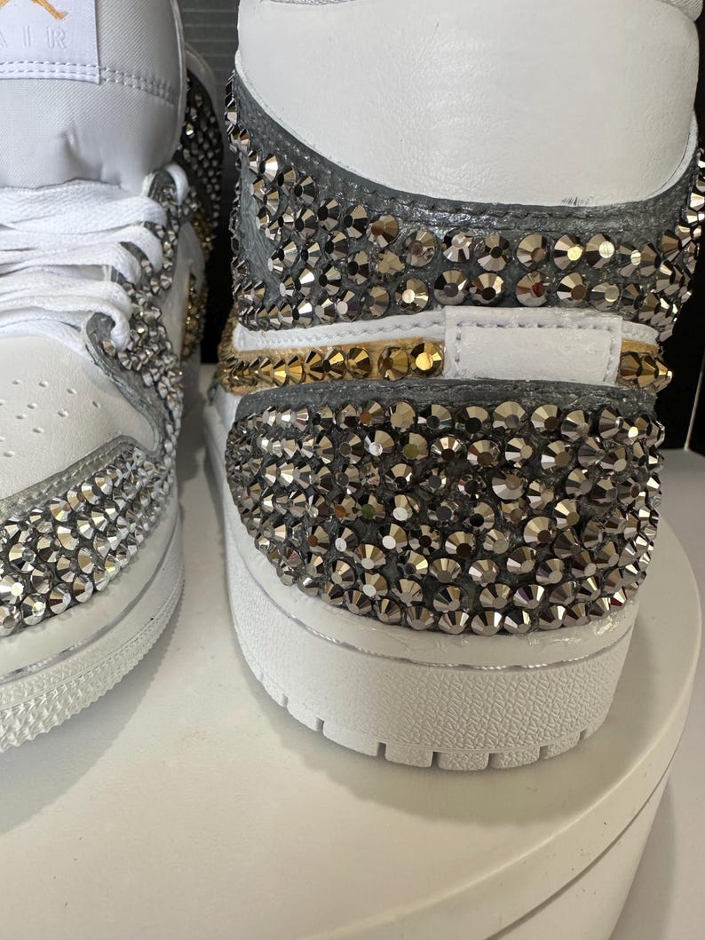 Silver Rhinestone Jordan 1, Custom Bling Sneakers, Bedazzled Nikes - Etsy