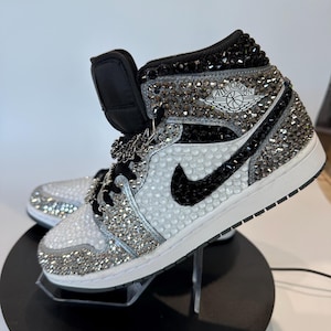 Fully Blinged Jordan 1 Mids- Chrome, Custom Rhinestone Sneakers ...
