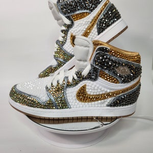 Gold Copper Silver Bling Jordan 1 Mids- Custom Colors, Rhinestone ...