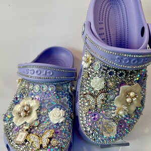 Customized Rhinestone Bling Crocs, Luxury Clogs, Purple, Birthday, Prom ...