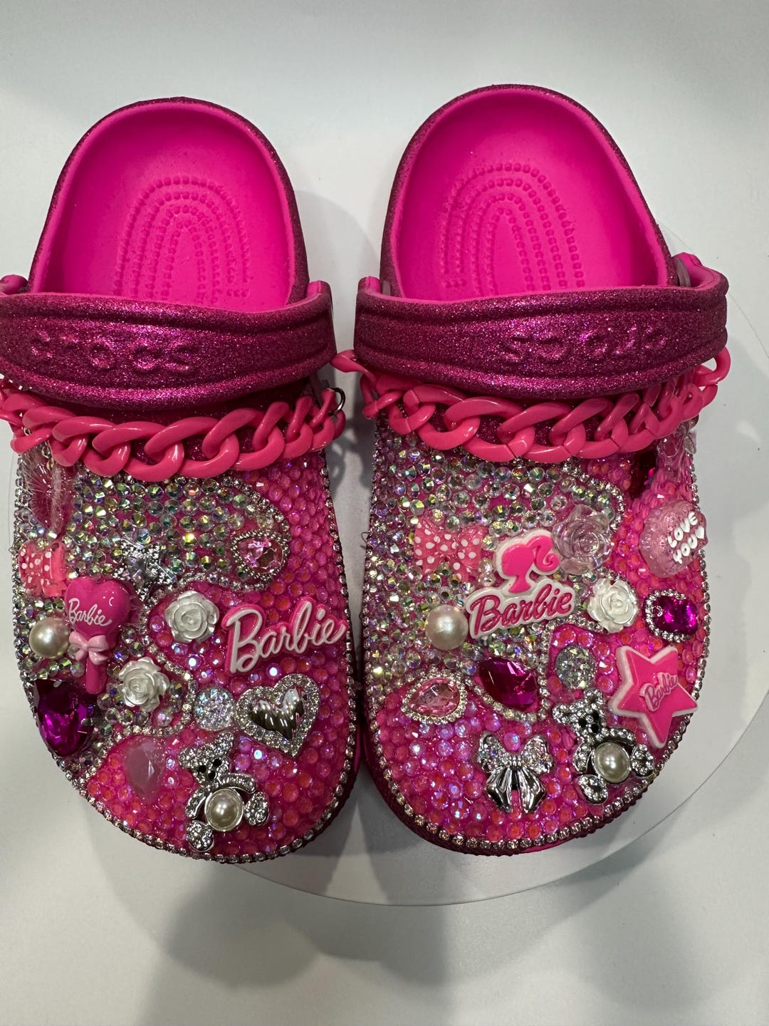 Bling Barbie Crocs, Pink Rhinestone Clogs, Bedazzled Footwear ...
