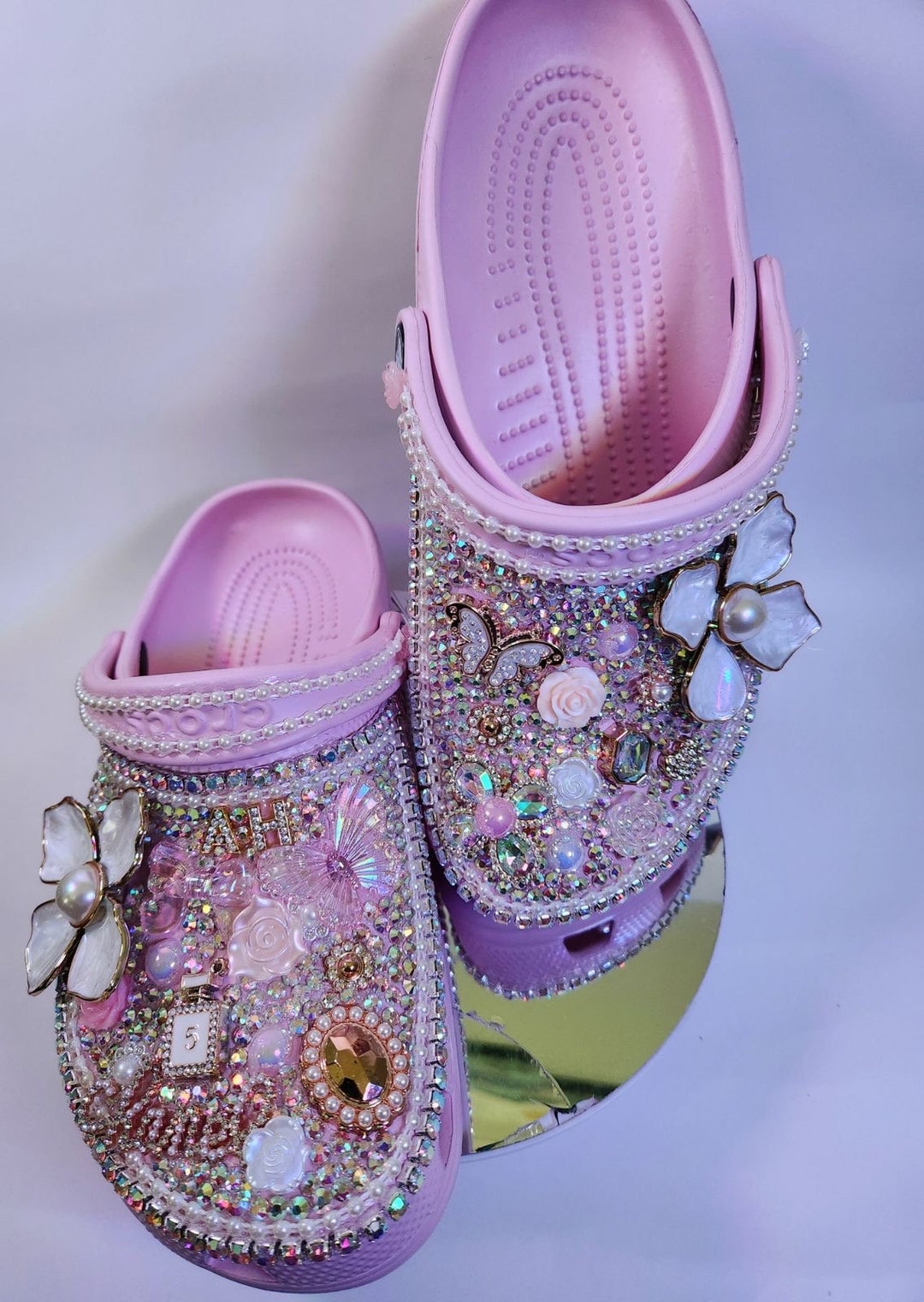 Pink Cinderella Crocs, Custom Rhinestone Clogs, Bling Footwear, Prom ...