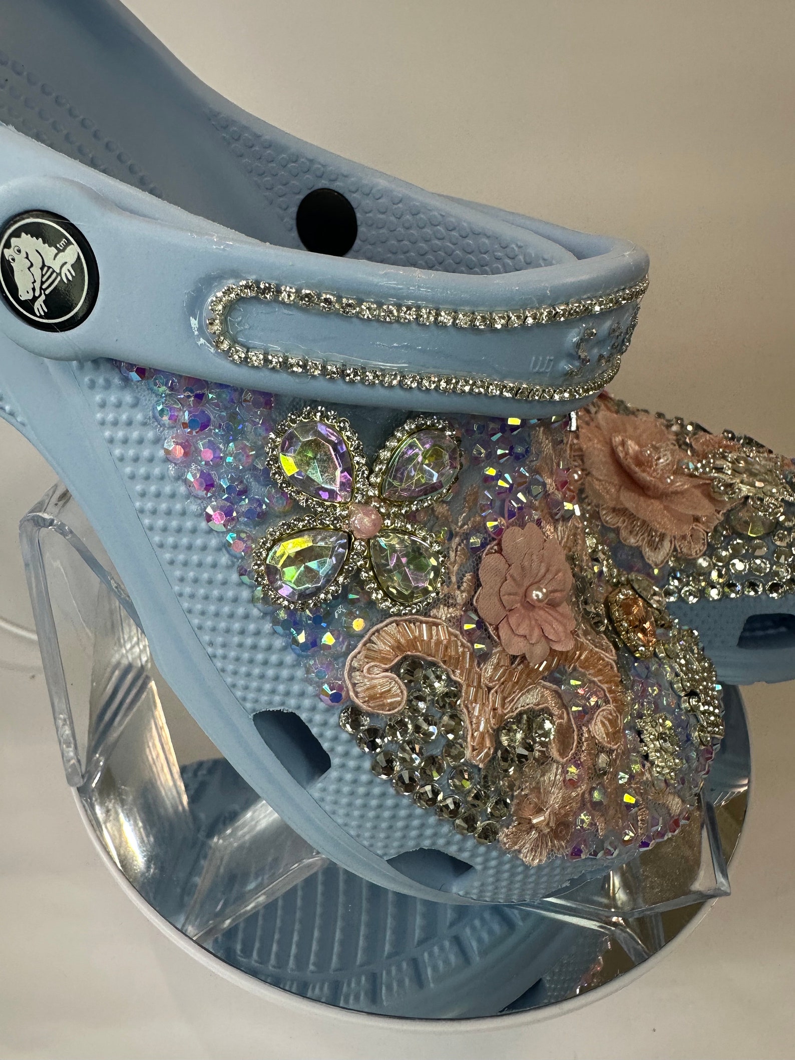 Bling Blue Cinderella Crocs, Custom Rhinestone Luxury Clogs, Custom ...