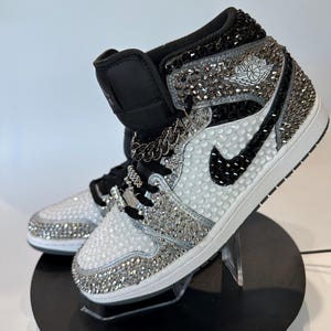 Fully Blinged Jordan 1 Mids- Chrome, Custom Rhinestone Sneakers ...