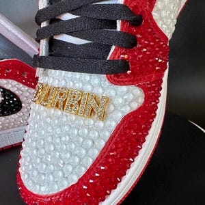 Blinged Rhinestone Air Jordan 1, Chicago Colorway, Bedazzled Sneakers ...