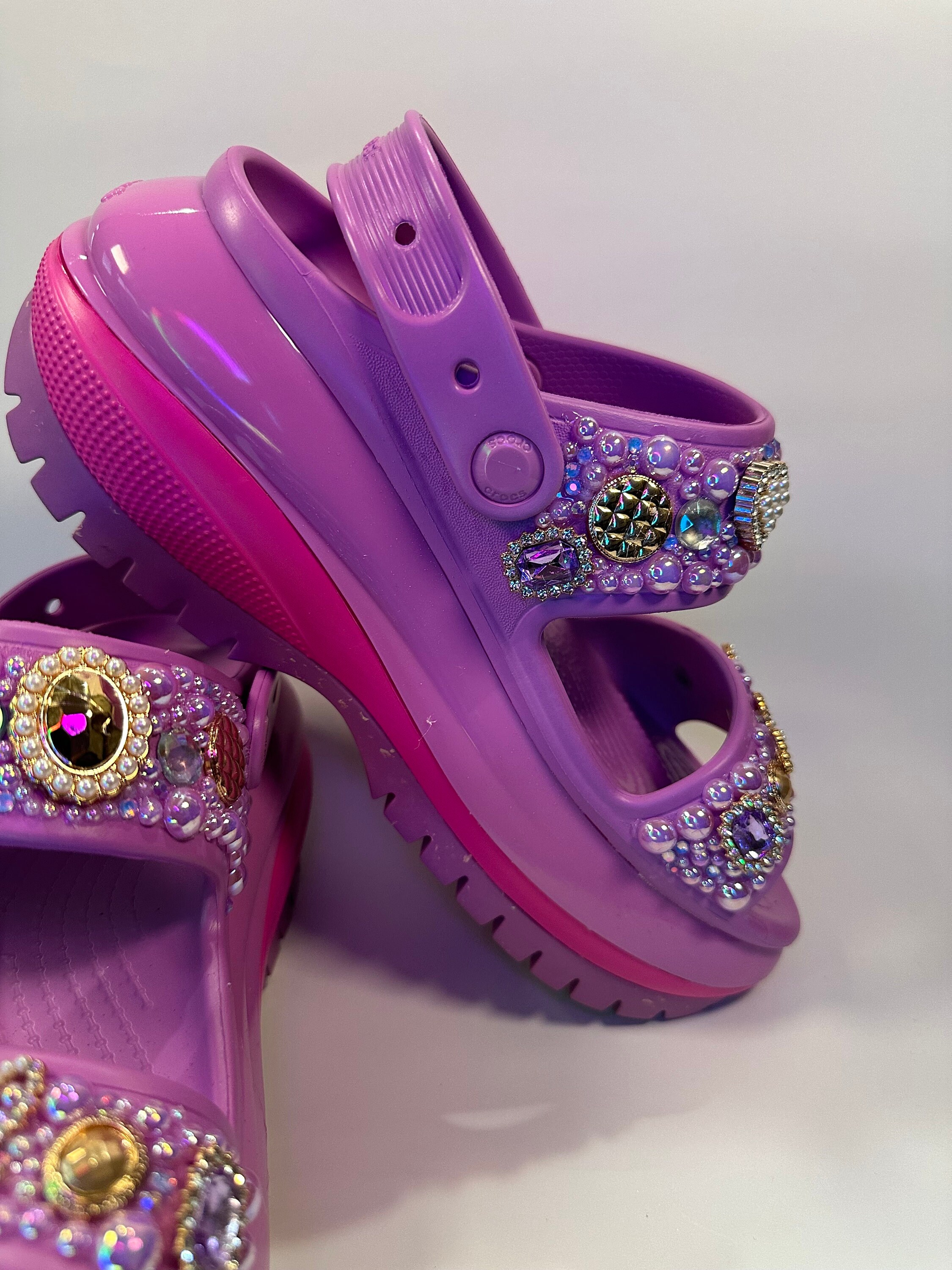 Customized Rhinestone Bling Mega Crush Croc Sandals, Luxury Clogs, Teen ...