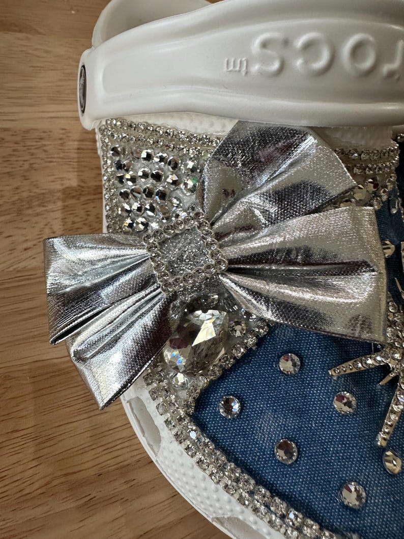 Denim and Diamonds Crocs, Rhinestone Bling Custom Clogs, Bedazzled ...