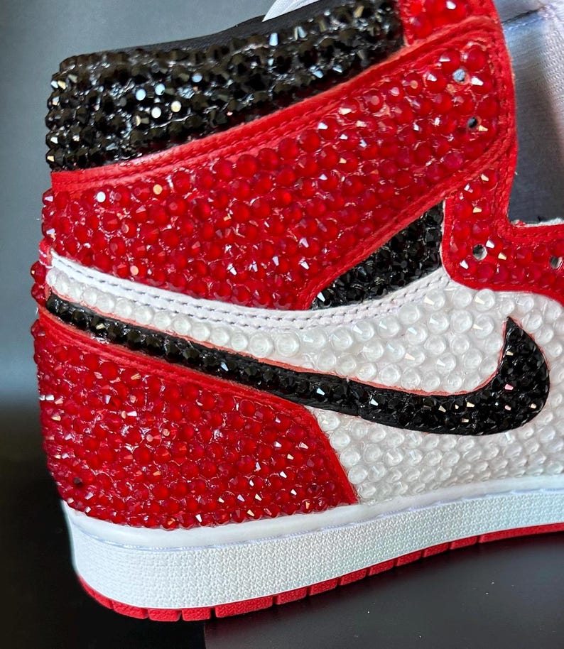 Fully Blinged Air Jordan 1 High OG or Mids , Chicago Colorway ...