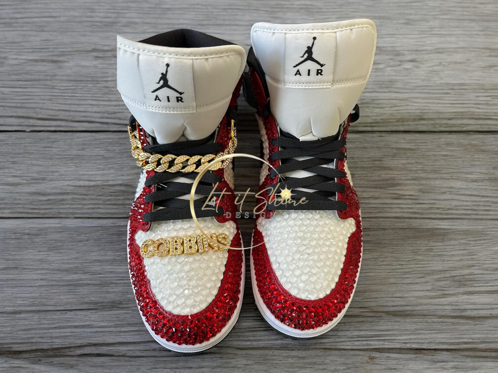 Blinged Rhinestone Air Jordan 1, Chicago Colorway, Bedazzled Sneakers ...