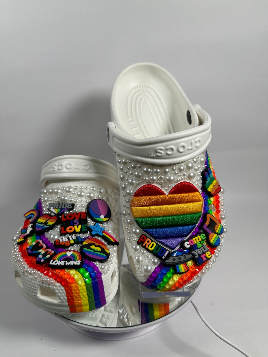 Custom Pride Crocs, Luxury Clogs, LGBTQ, Rainbow Crocs, Bedazzled ...