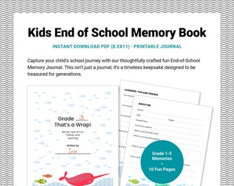 End of School Printable Journal & Activities Keepsake Memory Book Last ...