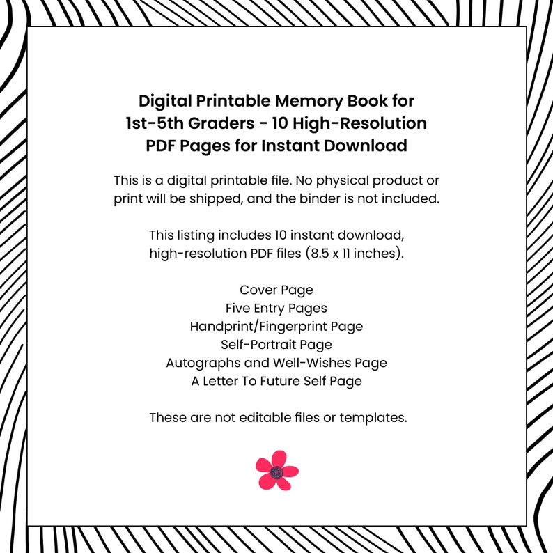 End of School Printable Journal School Memory Book Keepsake Instant PDF ...