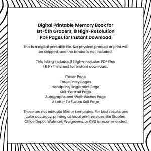 End of School Printable Journal & Activities Keepsake Memory Book Last ...