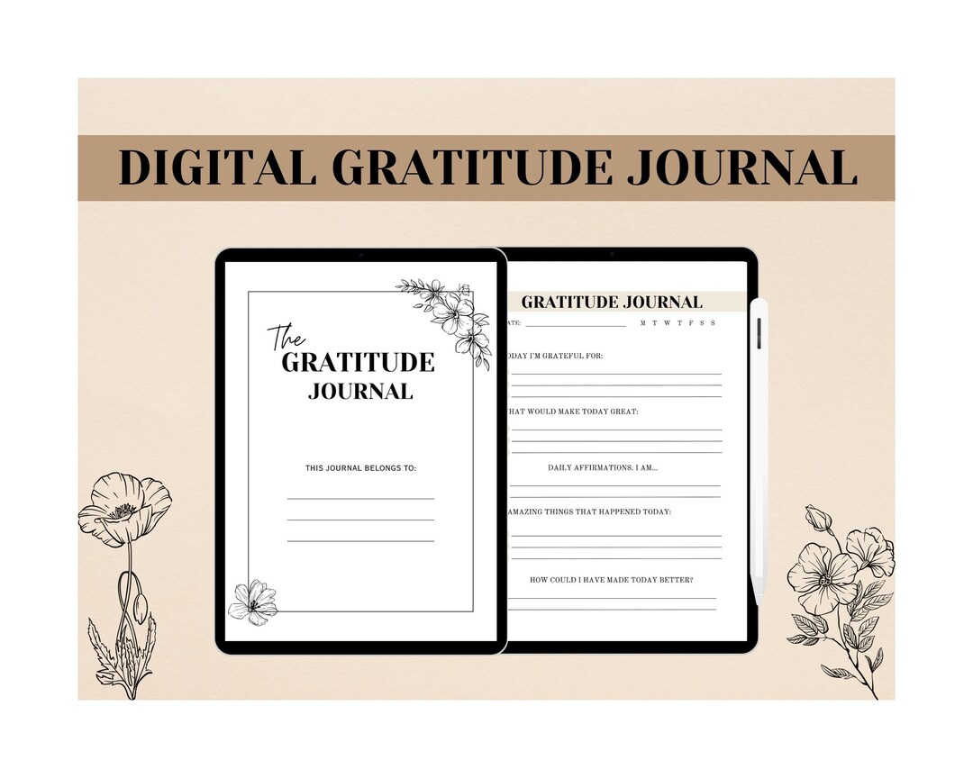 Gratitude Journal, Daily Gratitude Journal, Digital Gratitude Journal ...