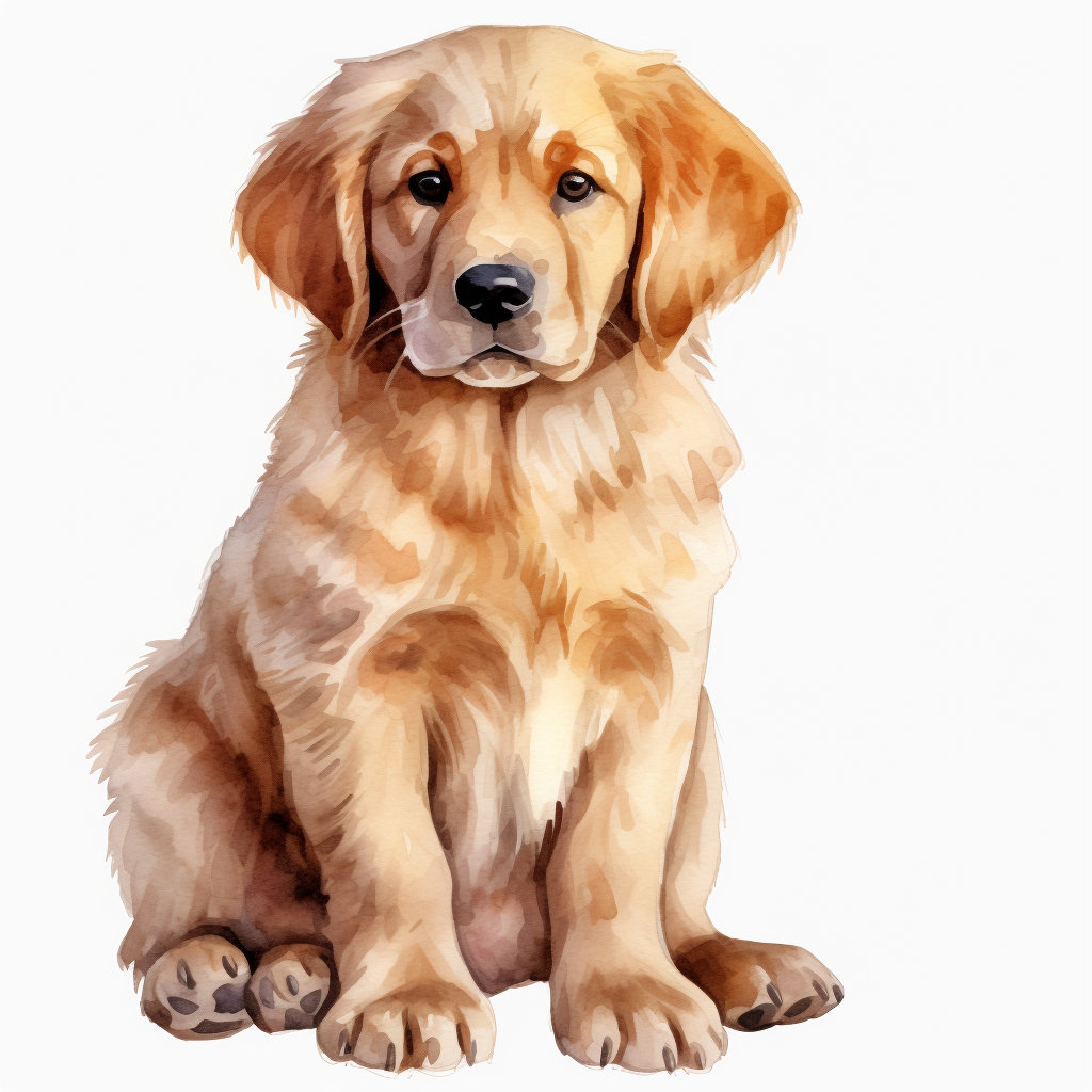 Watercolor Puppy Golden Retriever Clip Art Set - 8 Adorable Puppy ...
