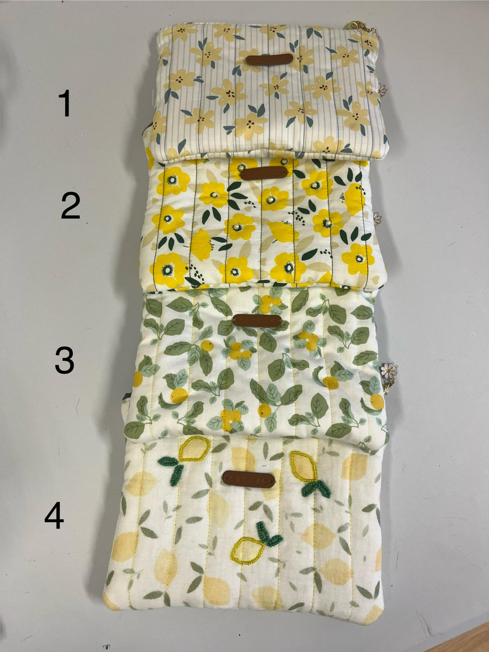 Handmade Quilted Lemon Pouch – Summer Cosmetic Bag – Pencil Case – Pink ...