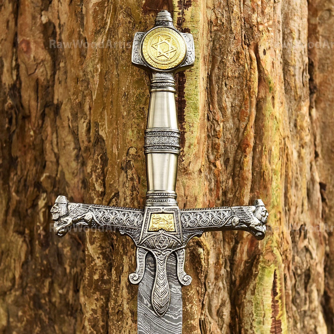 Handmade KING DAVID SWORD Damascus Steel, Personalized Solomon Sword ...