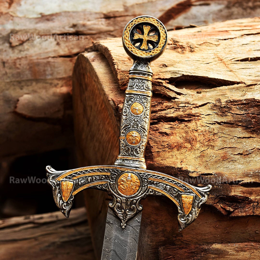 Handmade Knights Templar Sword Damascus Steel, Unique Crusader Sword ...