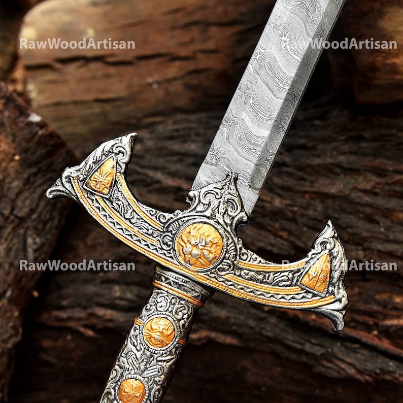 Handmade Knights Templar Sword Damascus Steel, Unique Crusader Sword ...