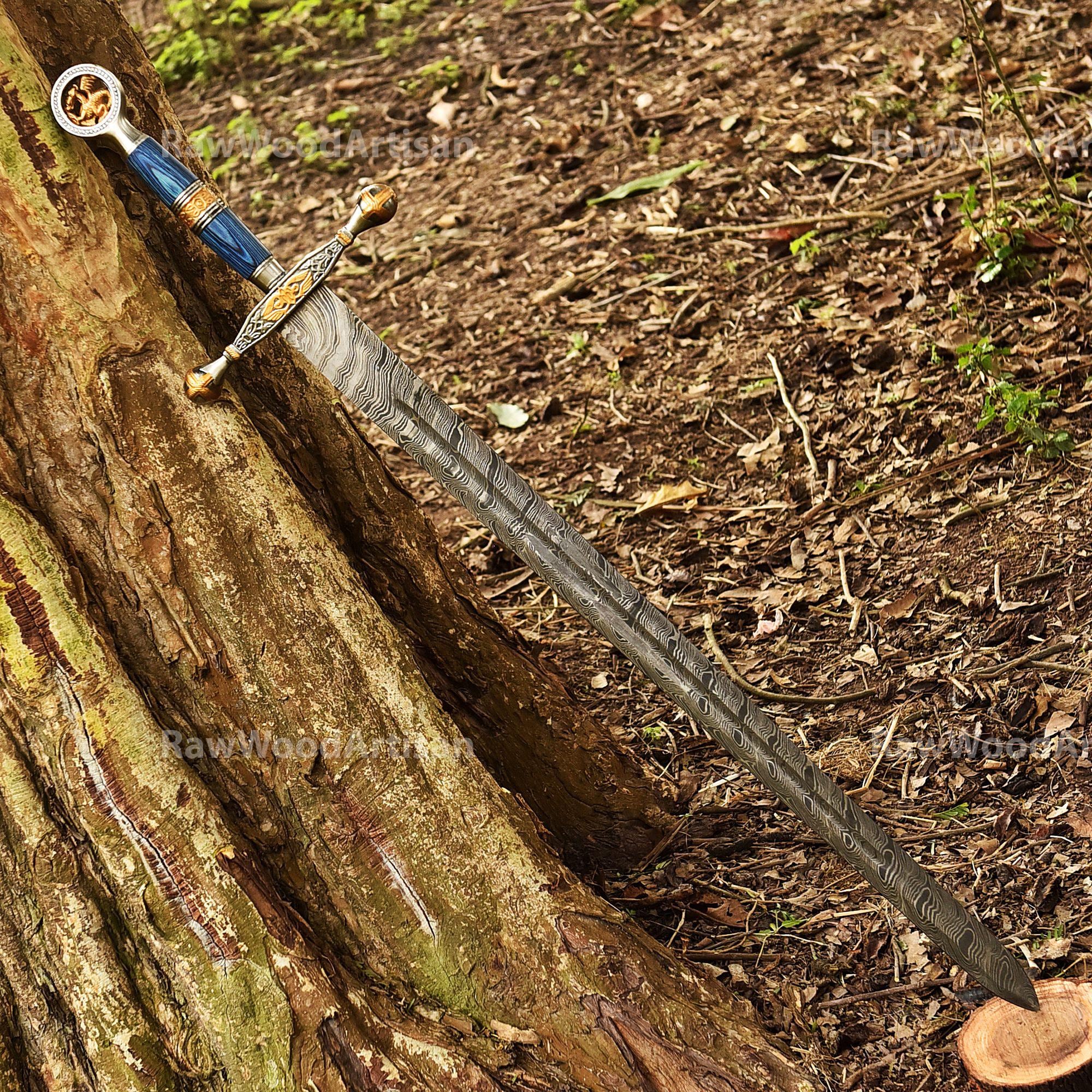 PERSONALIZED CRUSADER SWORD Damascus Steel, Knights Templar Sword ...