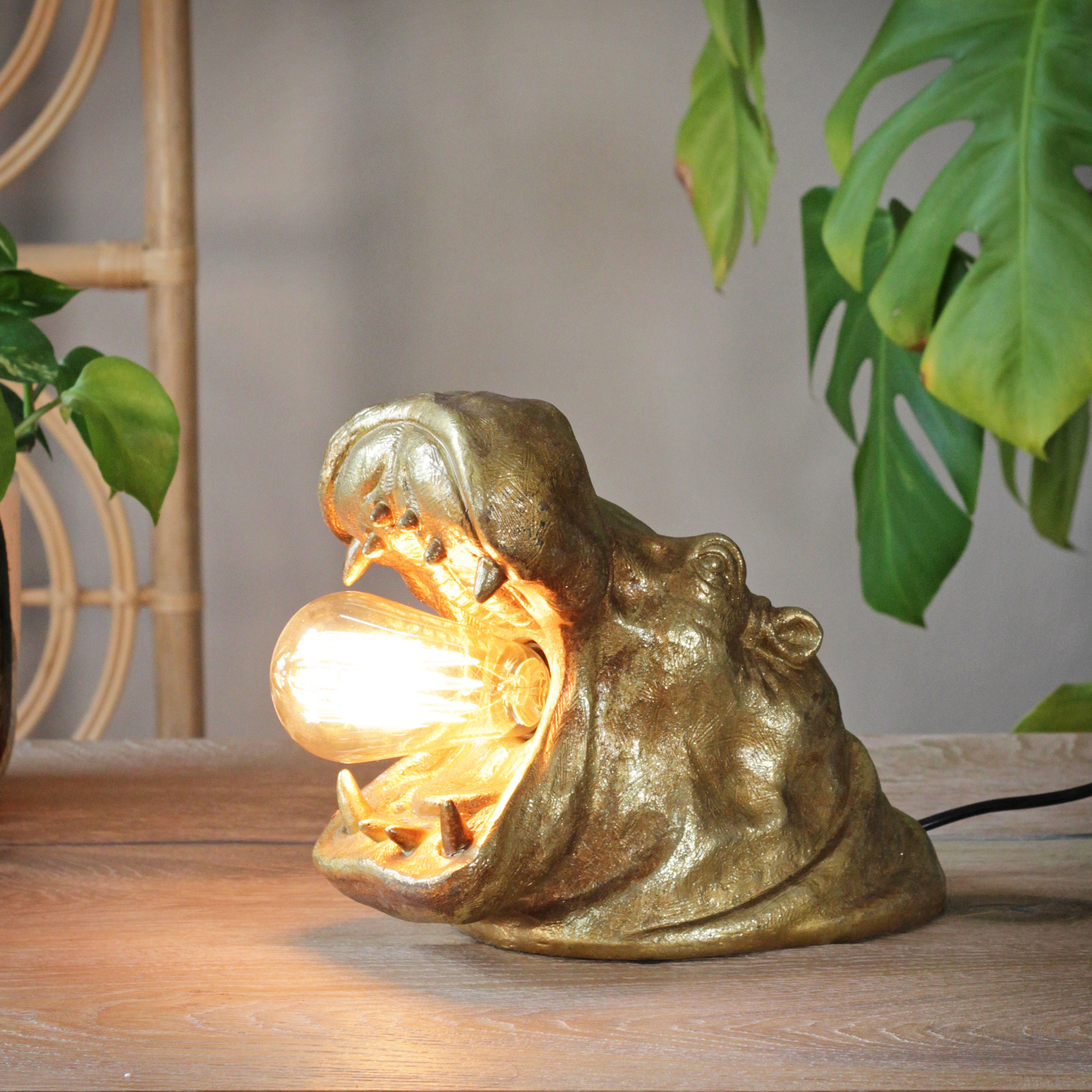 Gold Hippo Table Lamp - Etsy