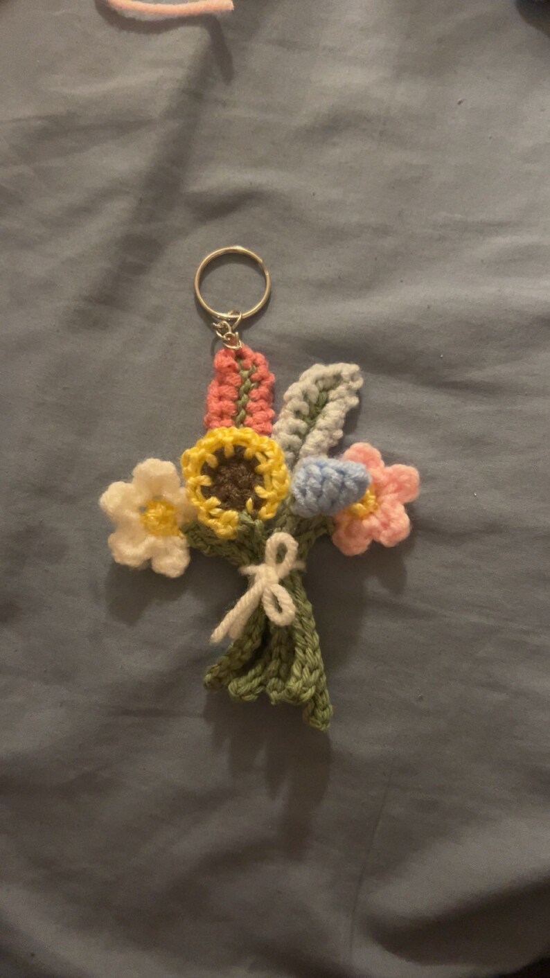 Handmade Crochet Mini Flowers Bouquet Keychain - Etsy