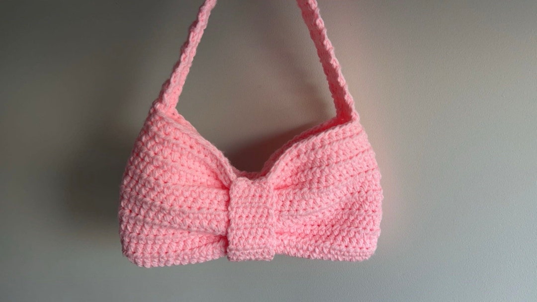 Handmade Crochet Coquette Bow Bag, Shoulder Bag, Girly Vibes, Trendy ...