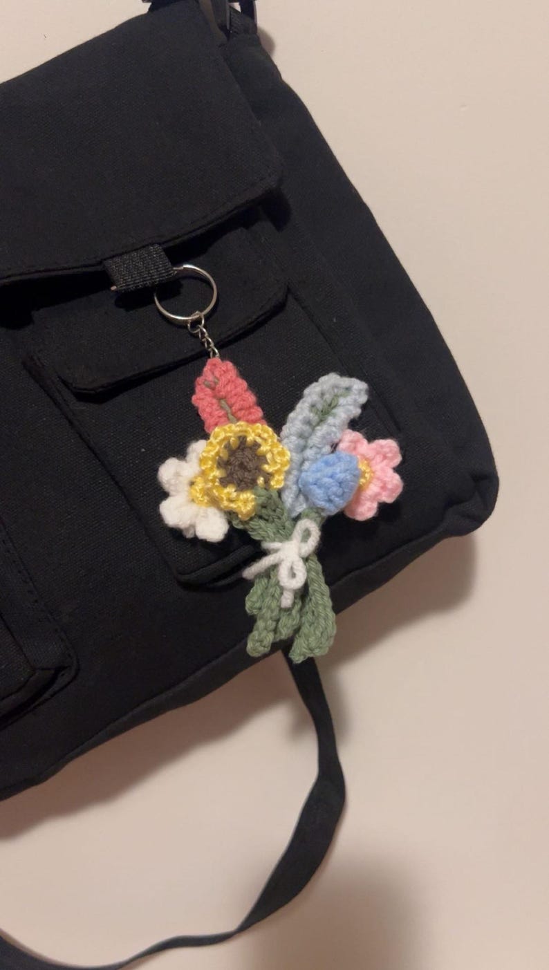 Handmade Crochet Mini Flowers Bouquet Keychain - Etsy