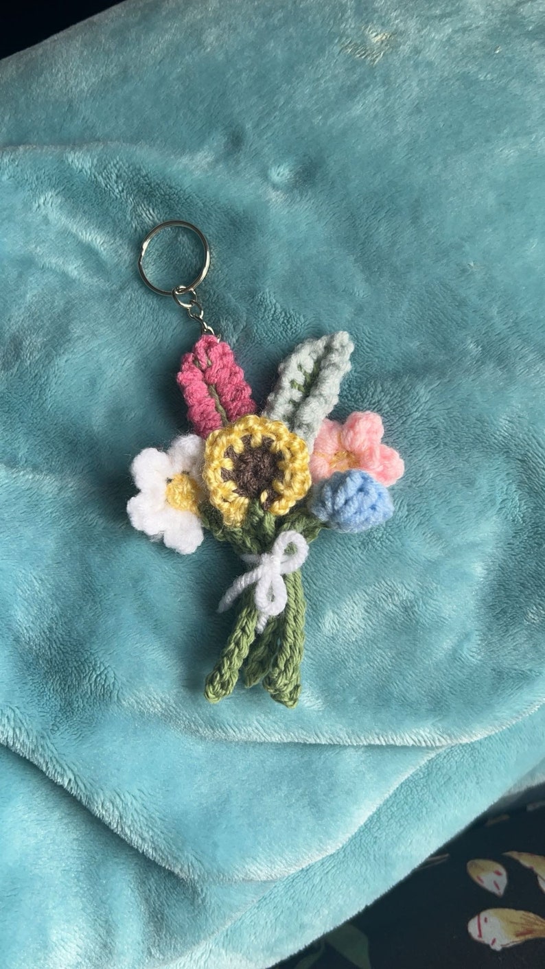 Handmade Crochet Mini Flowers Bouquet Keychain - Etsy
