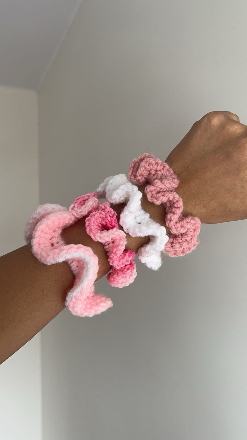 Handmade Crochet Hair Tie Scrunchie Set, Hair Accessories, Gifts for ...