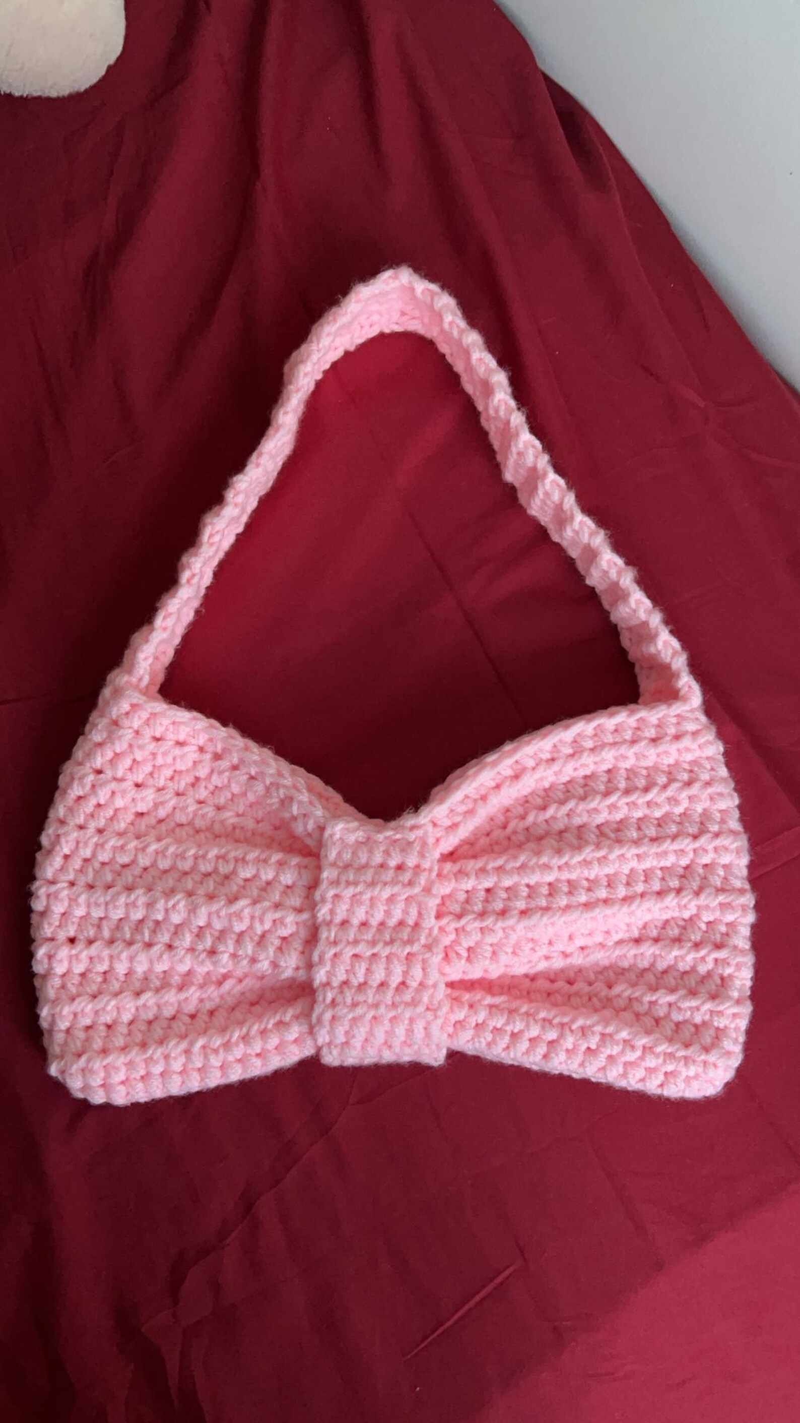 Handmade Crochet Coquette Bow Bag, Shoulder Bag, Girly Vibes, Trendy ...