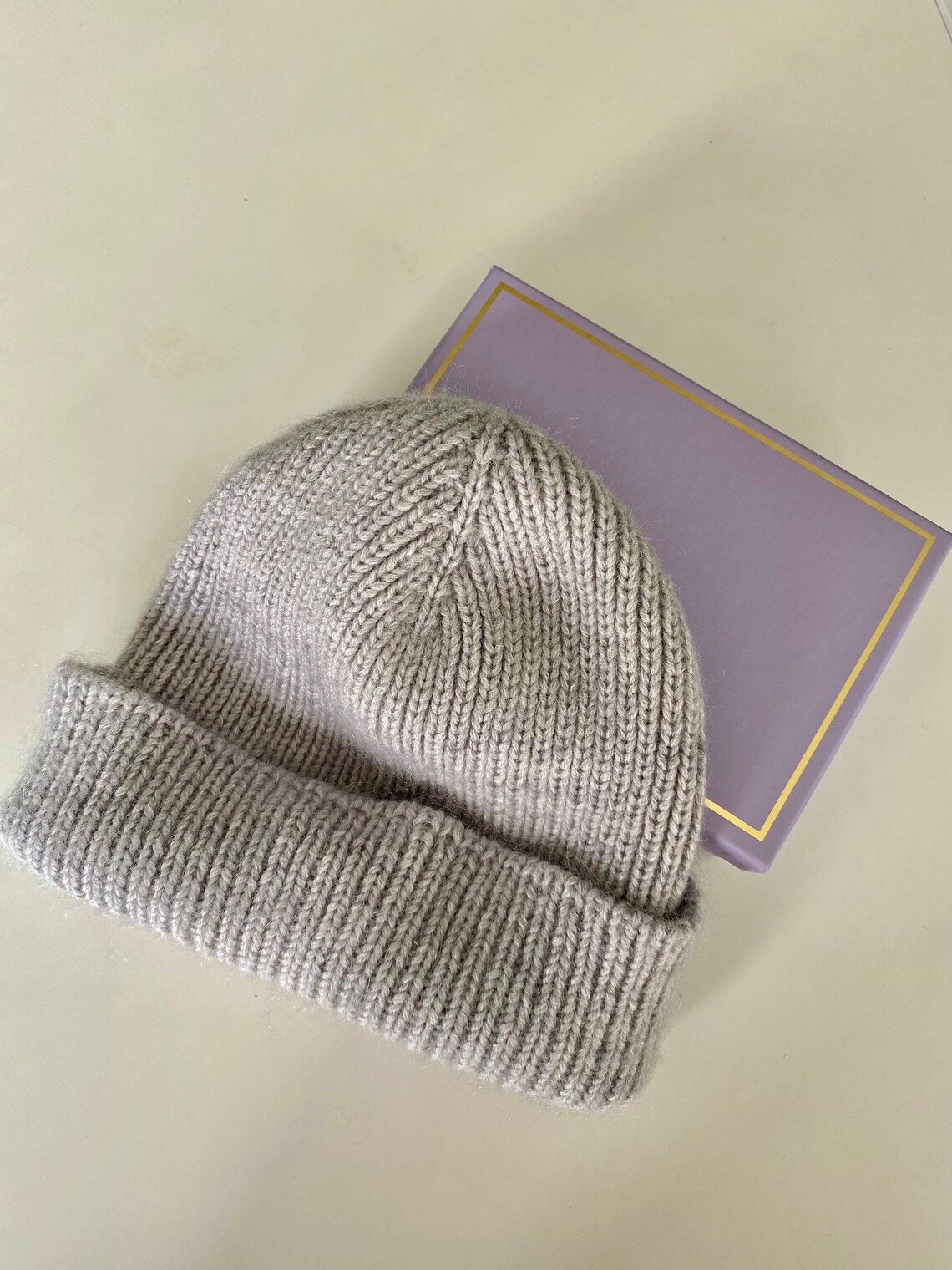 Gray Knitted Hat From Merino Wool and Kid Mohair. - Etsy