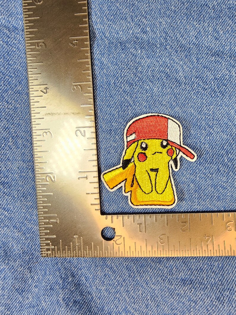 Pikachu With Ash Hat Pokémon Patch Embroidered Embroidery Patch Patches ...