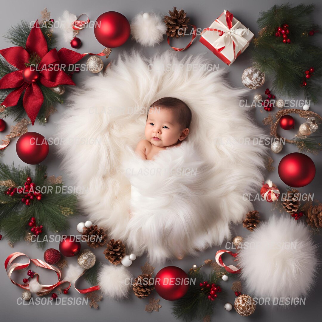 Christmas Newborn Digital Backdrop, Holiday-themed Newborn Photography ...