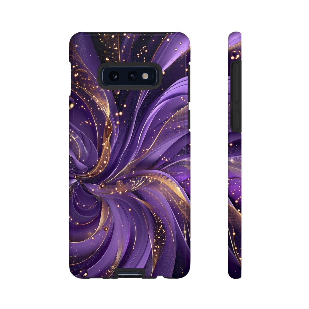 Purple Black and Gold Phone Case, Purple Swirl Phone Case, Purple Phone ...