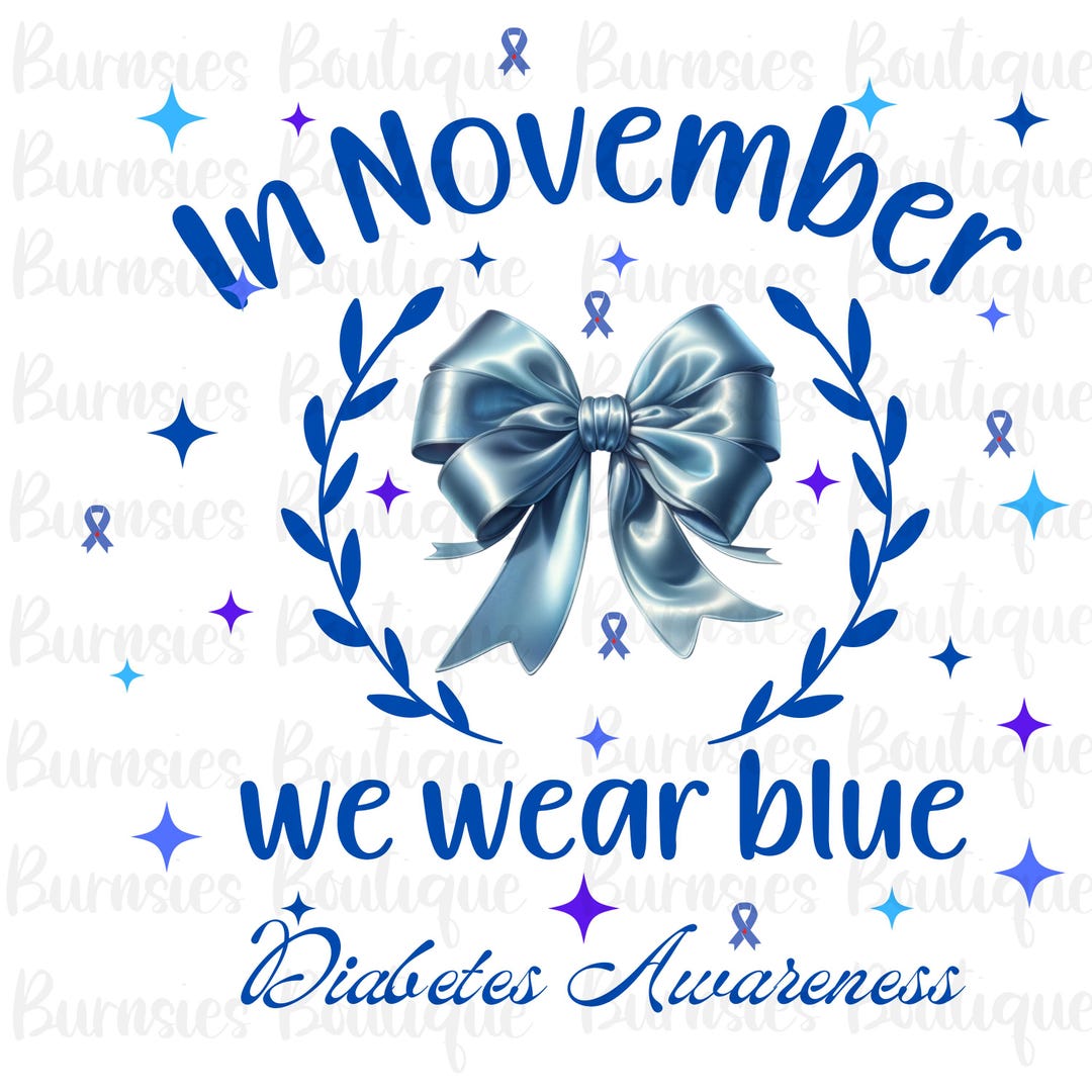 In November We Wear Blue Png Svg, Blue Ribbon Png Svg, Diabetes ...
