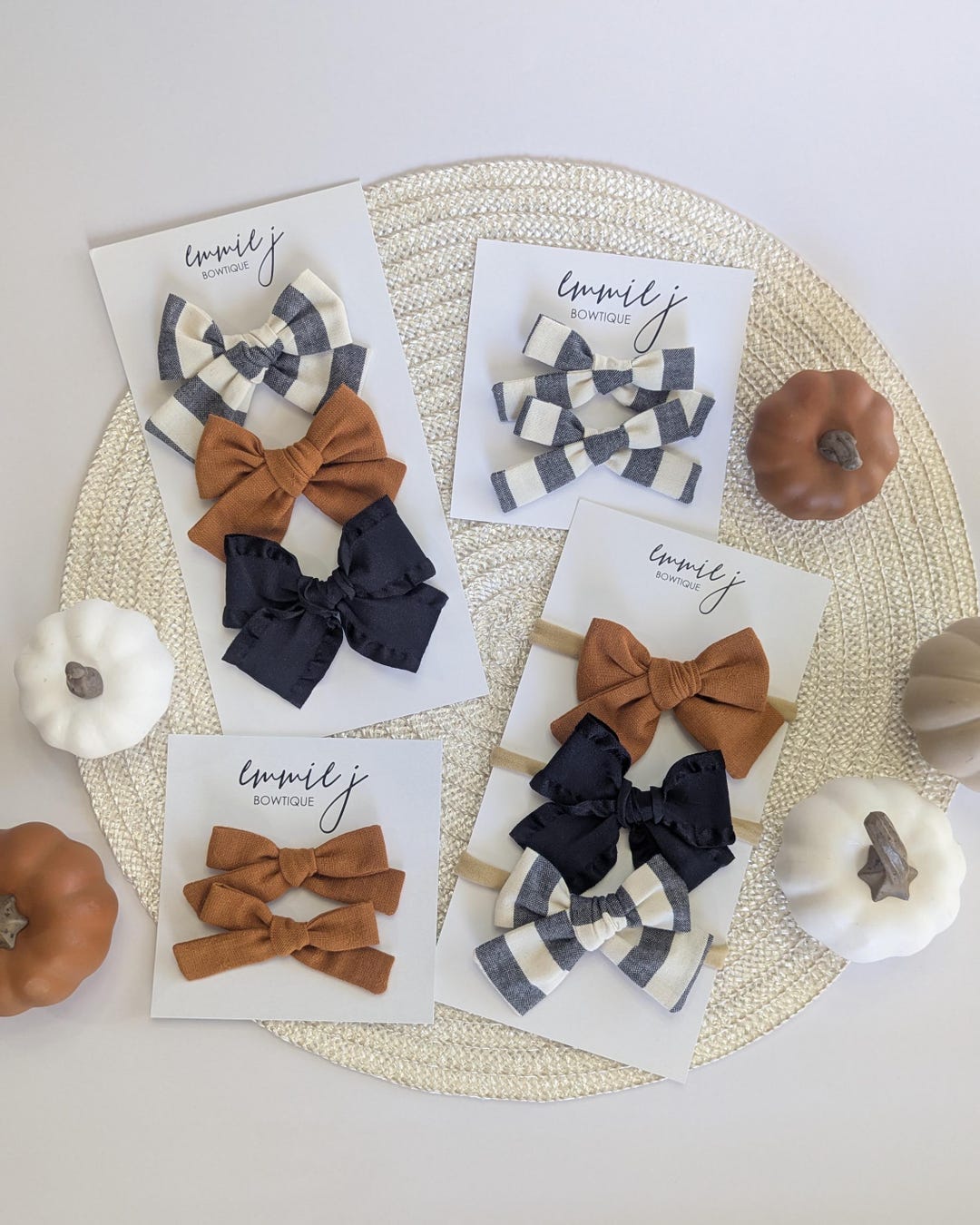 Fall Hair Bow Bundle, Neutral Baby Bows, Piggy Clip Sets - Etsy