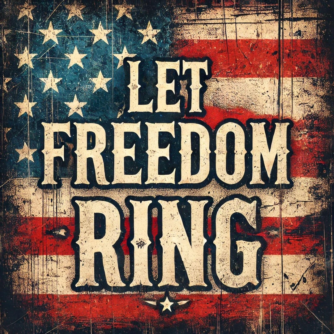Rustic American Flag Aluminum Sign - Let Freedom Ring Patriotic Home ...