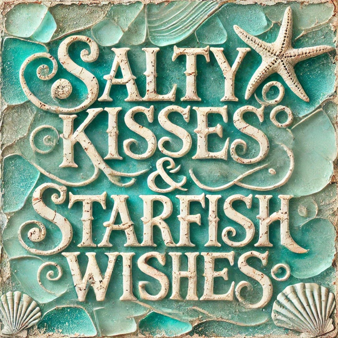 Salty Kisses and Starfish Wishes Sign, Beach House Aluminum Wall Decor ...
