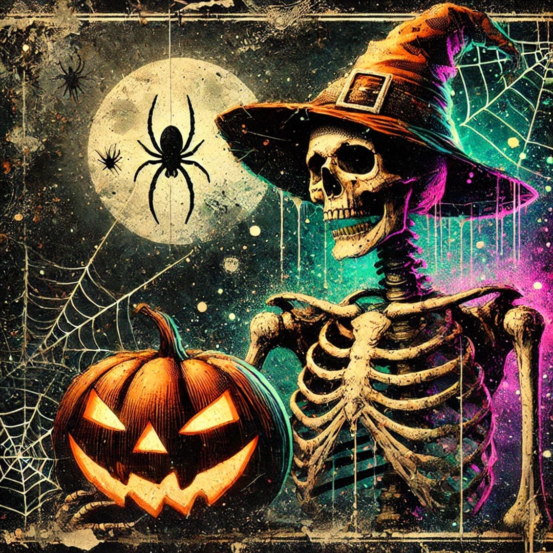 Halloween Skeleton Witch Sign, Spooky Metal Wall Art, Gothic Skeleton ...