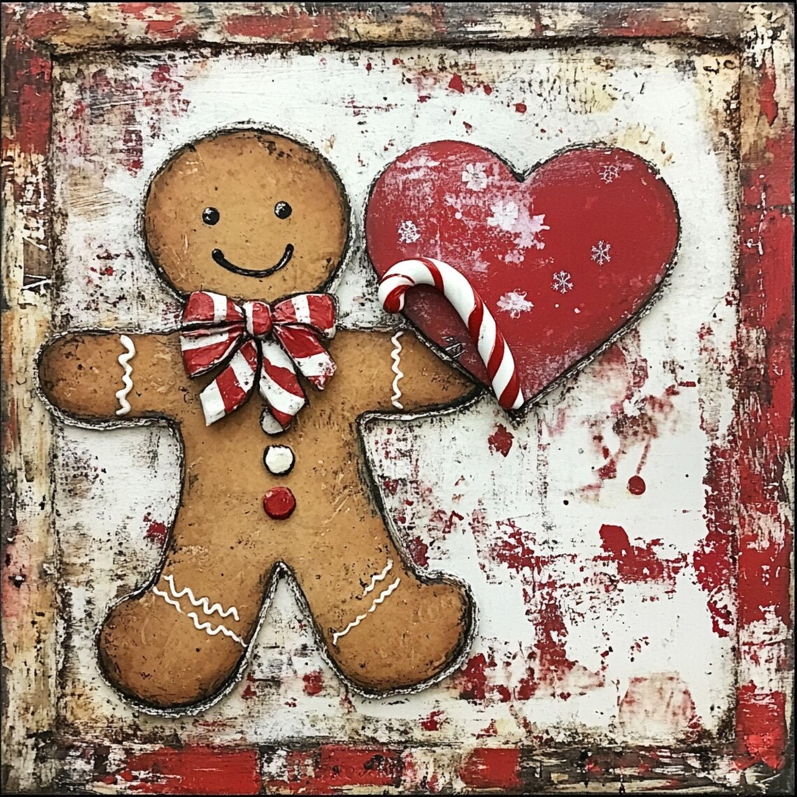 Peppermint Gingerbread Christmas Sign, 10x10 Metal Wall Art, Bright ...