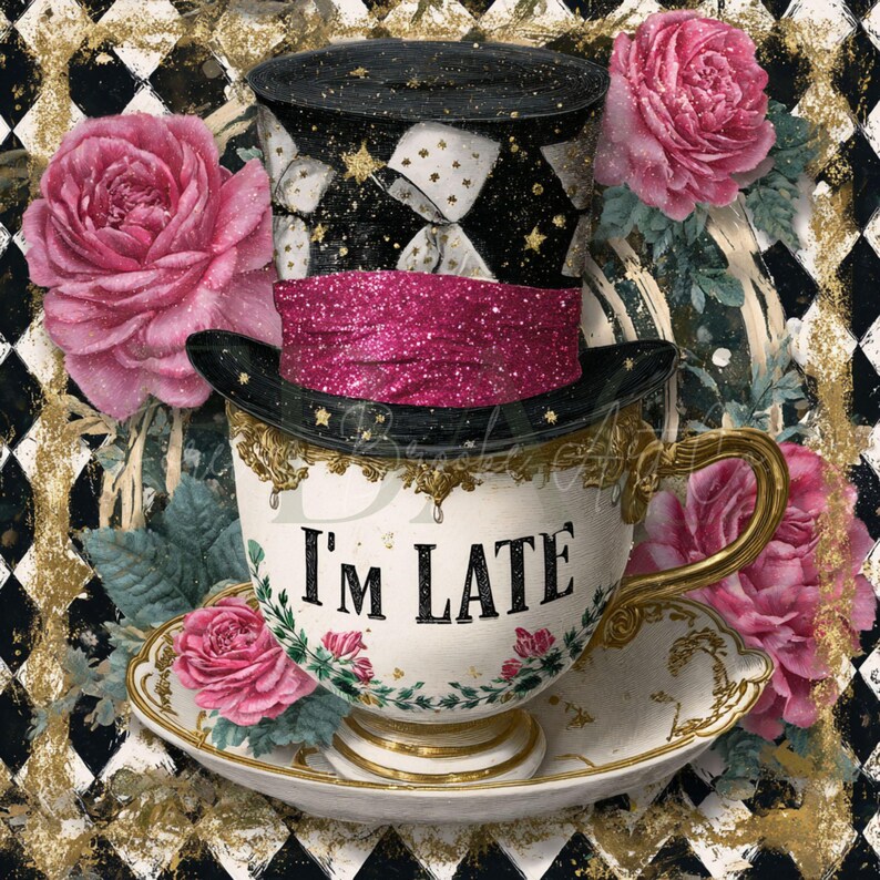 I'm Late Teacup Sign – Whimsical Vintage Decor – Valentine or Everyday ...