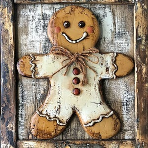 Rustic Gingerbread Man Christmas Sign | 10x10 Distressed Aluminum Sign ...