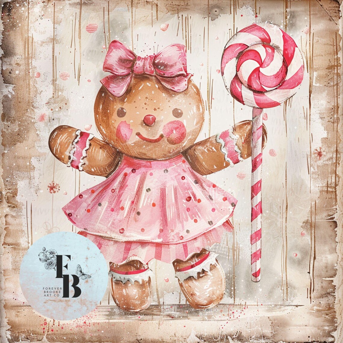 Pink Gingy PNG, Gingerbread Girl Sublimation Image, Digital Christmas ...