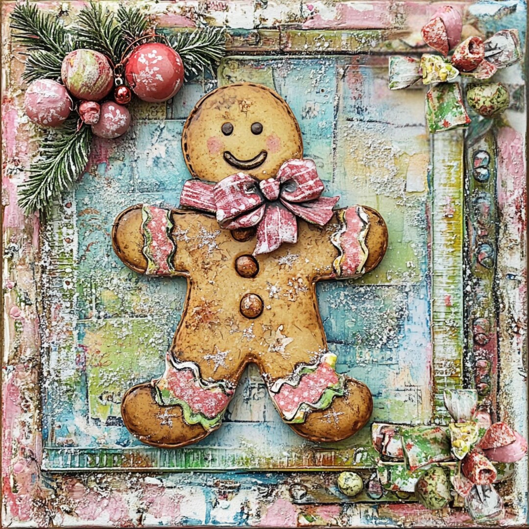 Gingerbread Man Christmas Sign, 10x10 Aluminum Holiday Kitchen Decor ...