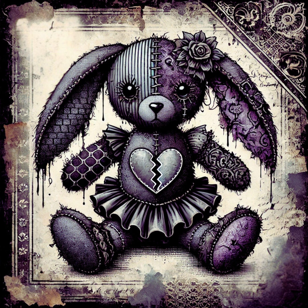 Gothic Bunny Doll Aluminum Sign, Dark Aesthetic Creepy Cute Art ...