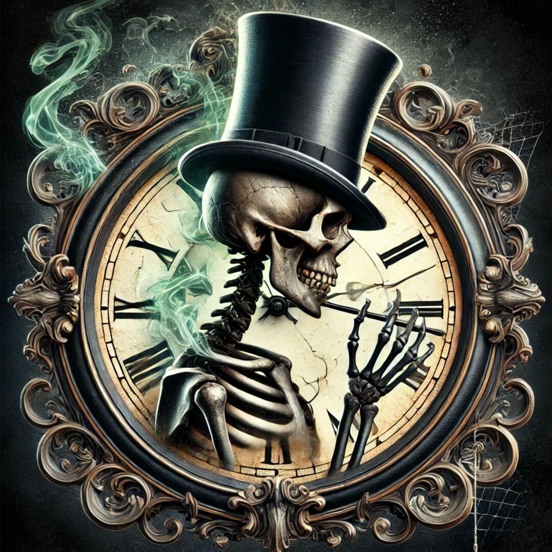 Skeleton Wall Clock Art, 10x10 Gothic Halloween Sign, Haunted Mansion ...